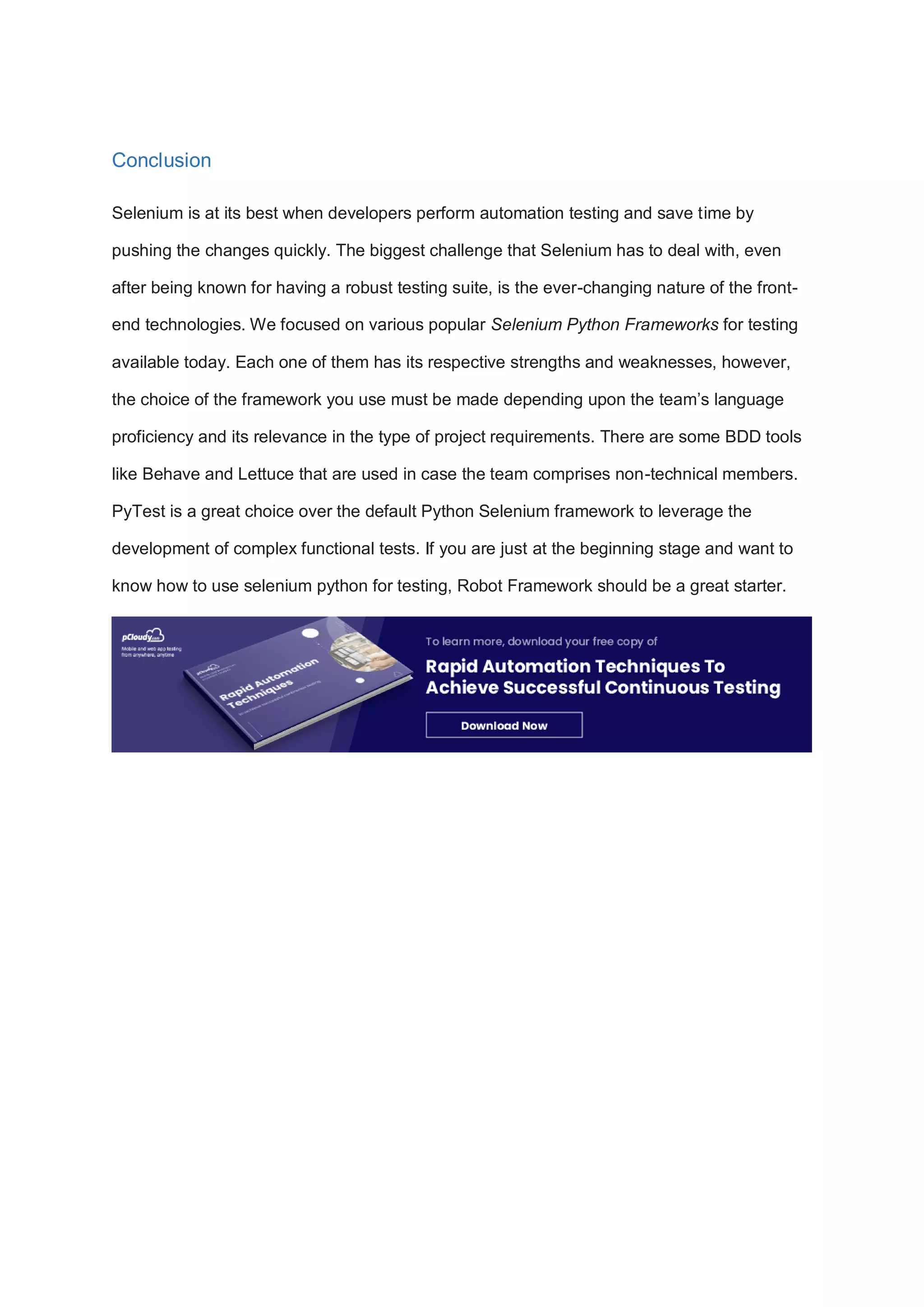 Best Selenium Python Frameworks for Test automation.pdf | Programming ...