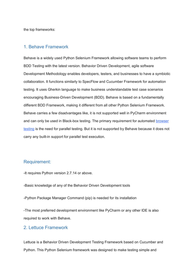 Best Selenium Python Frameworks for Test automation.pdf | Programming ...