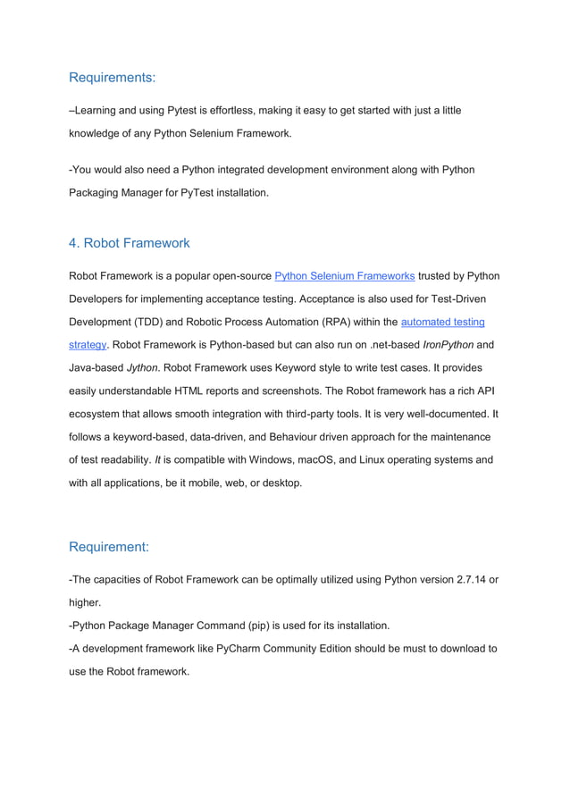 Best Selenium Python Frameworks for Test automation.pdf | Programming ...