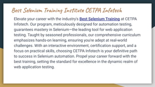 Best Selenium Training.pdf | Computer Software and Applications | Computing