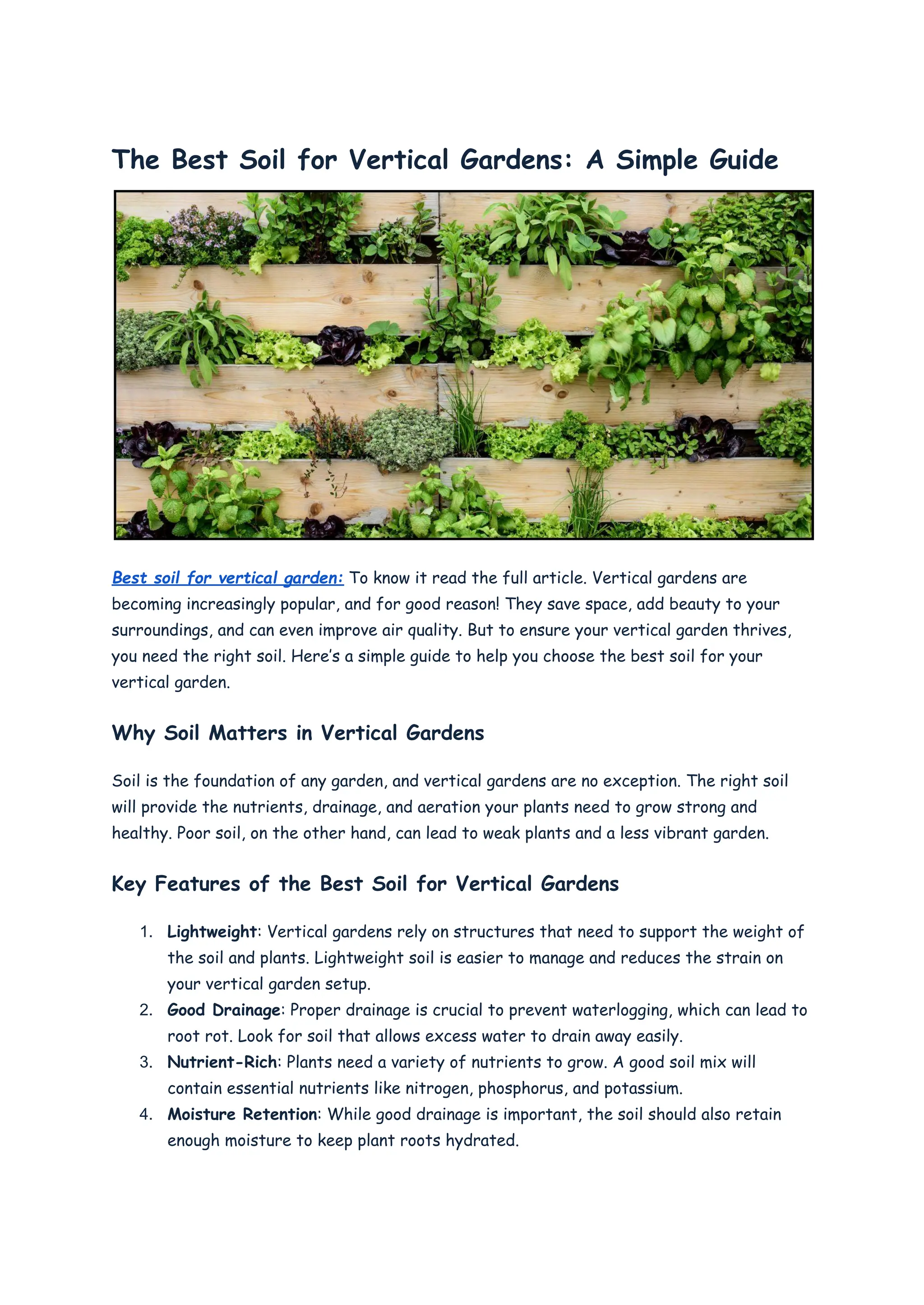 Best Soil For Vertical Garden: A Complete Guide | PDF