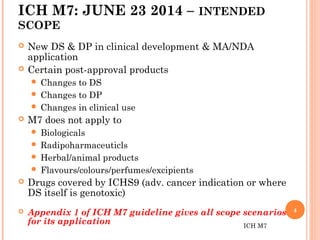 Best techniques to control Genotoxities and impact of ICH M7 guideline | PPT