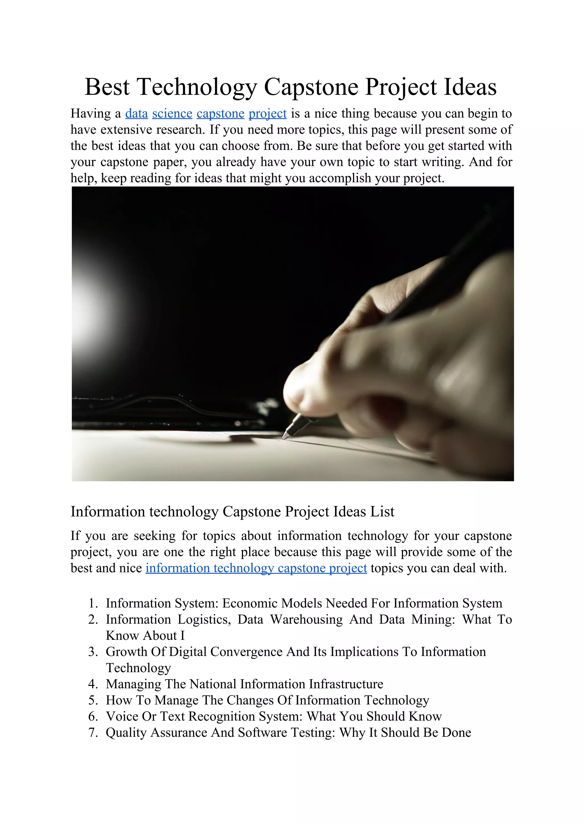 Best Technology Capstone Project Ideas | PDF
