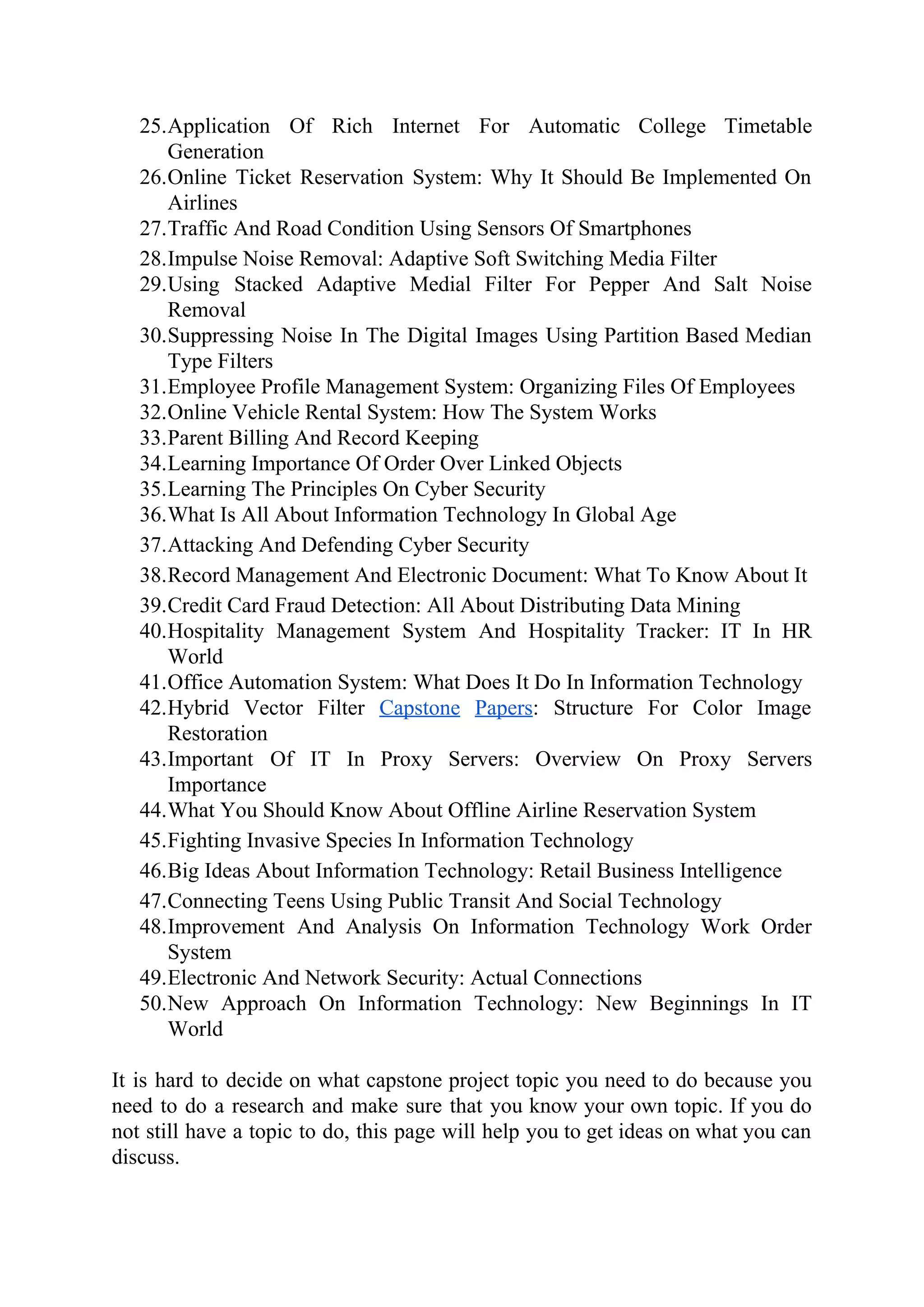 Best Technology Capstone Project Ideas | PDF