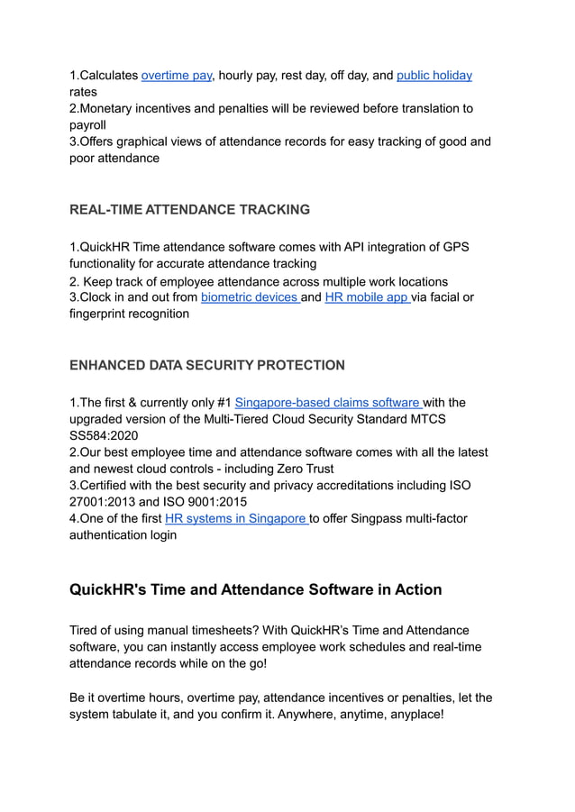 Best Time Attendance Software _ QuickHR Singapore.pptx | Resume Writing and Advice | Job Search