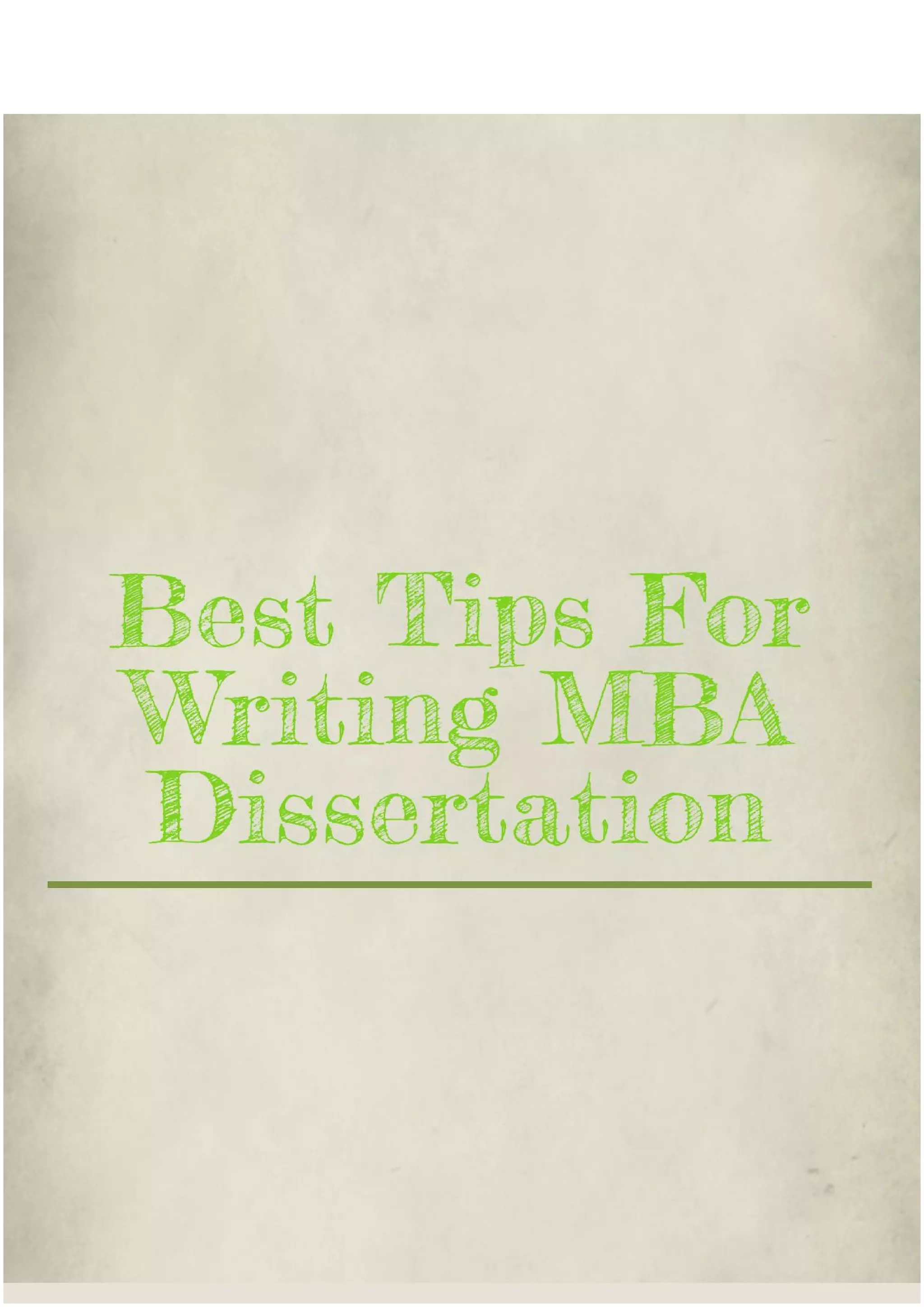 Best Tips for Writing MBA Dissertation | PDF