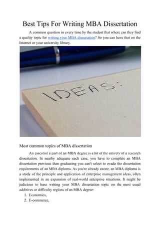Best Tips for Writing MBA Dissertation | PDF
