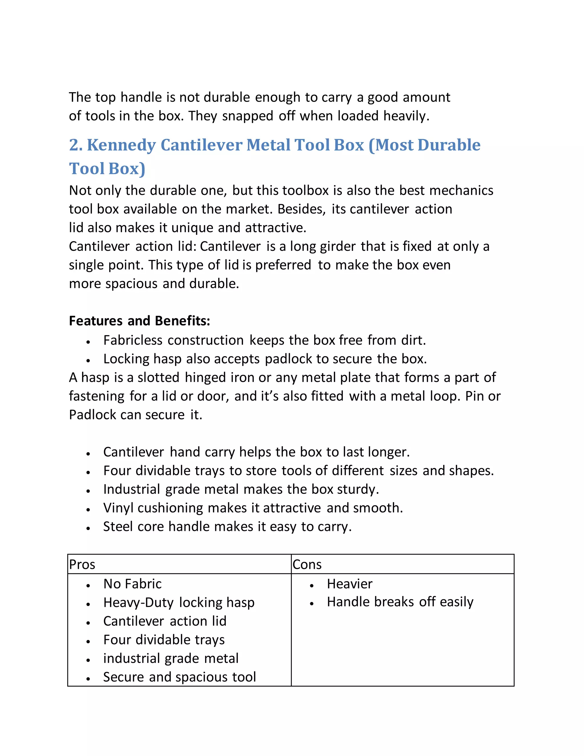 Best tool box | DOCX