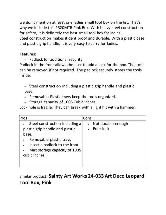 Best tool box | DOCX