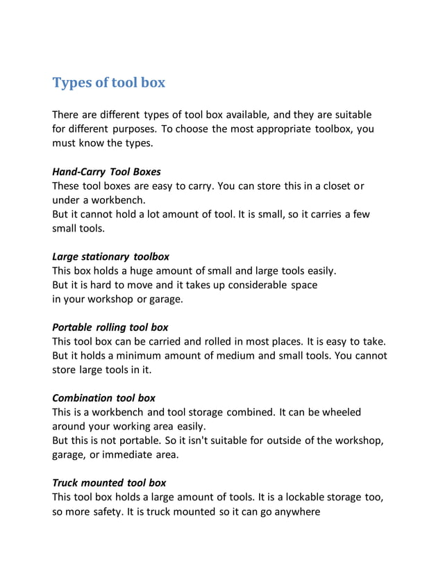 Best tool box | DOCX