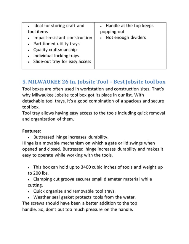 Best tool box | DOCX