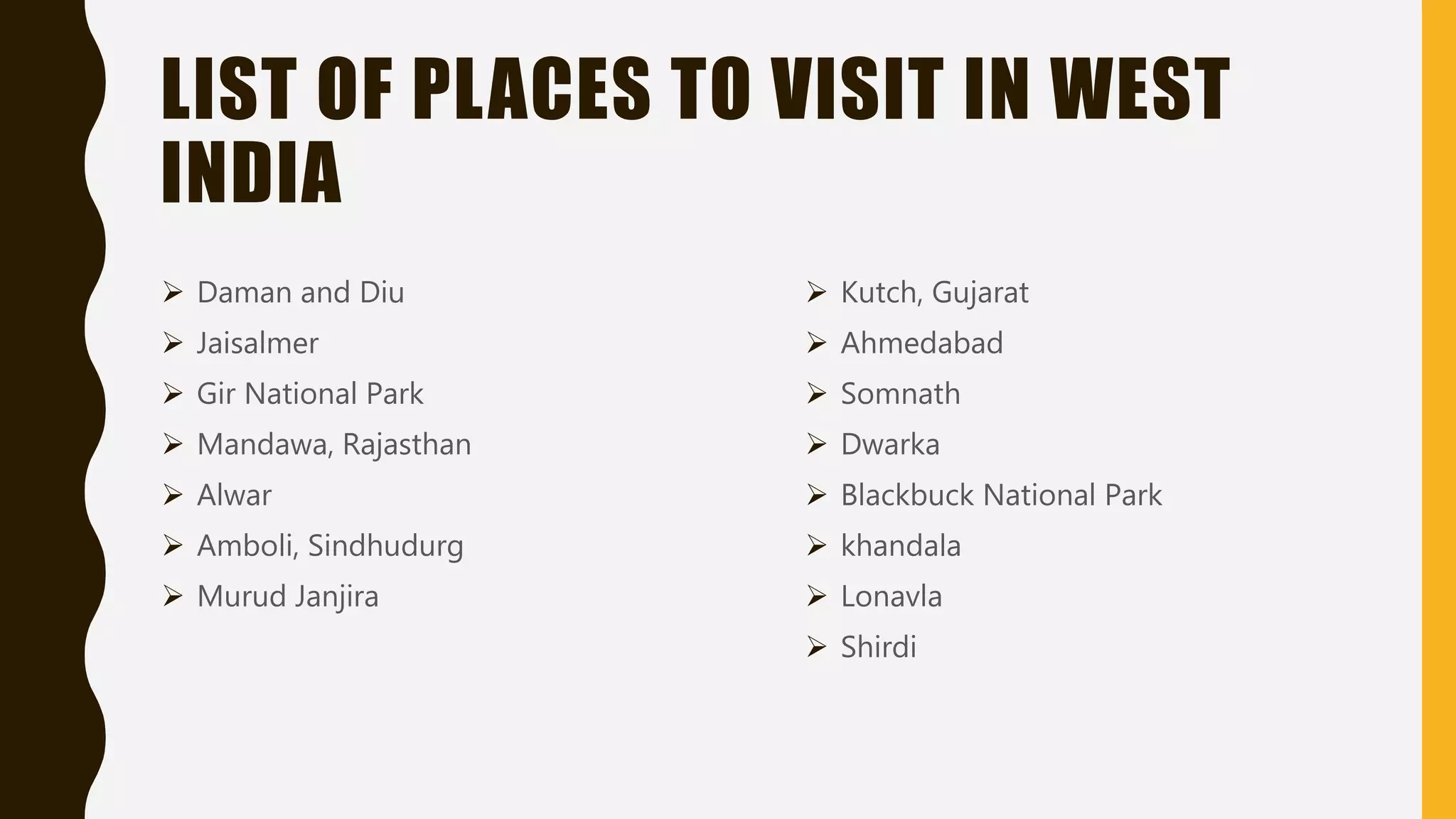 Best tourist places of west india | PPT