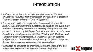 TOP UNIVERSITIES IN US FOR MS IN CONTROL SYSTEMS | PPTX