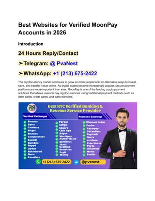 Best Websites for Verified MoonPay Accounts in 2026 | PDF