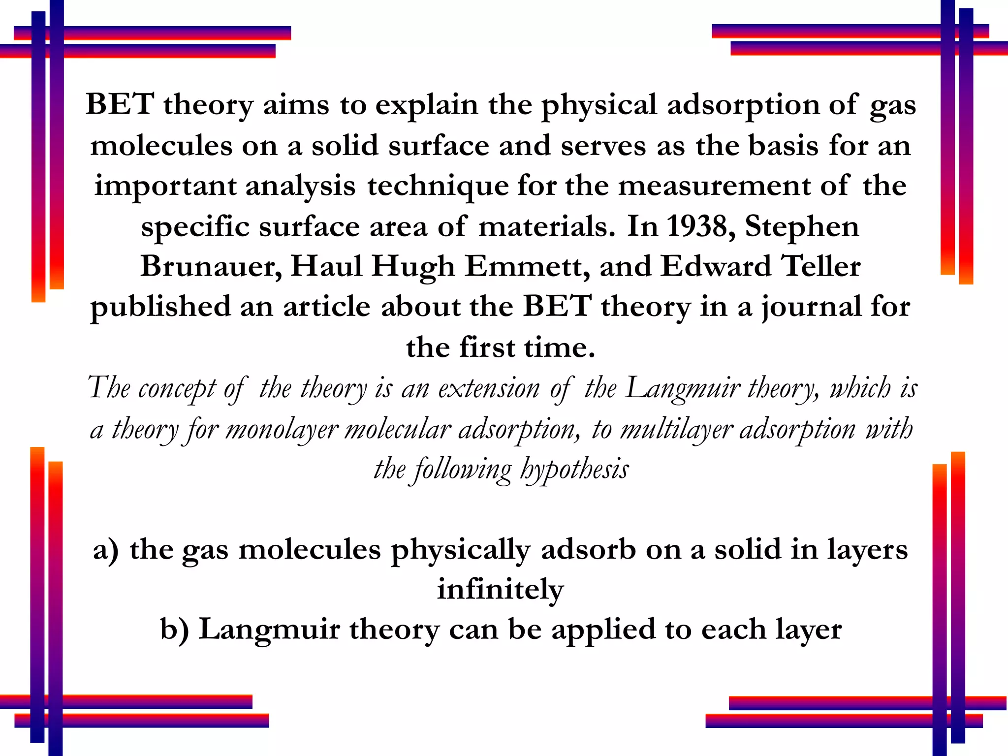 Derivation of Bet equation and different isotherms | PDF