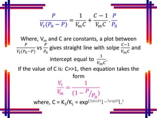 Derivation of Bet equation and different isotherms | PDF