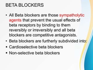 Beta adrenoceptor blockers | PPT