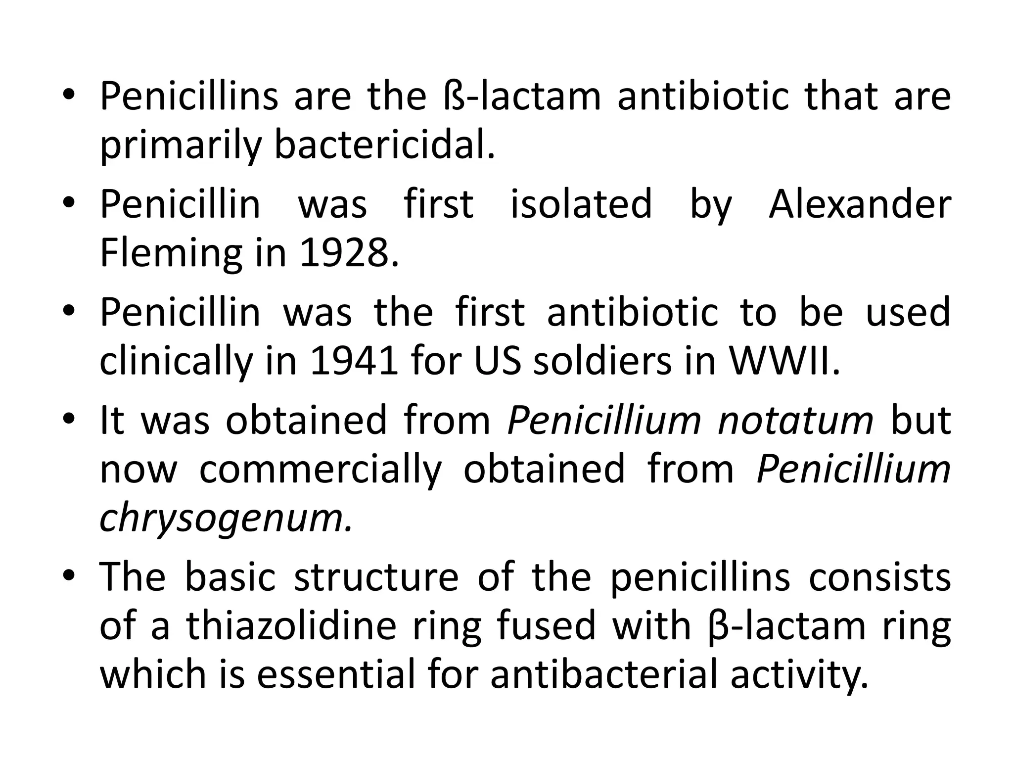 Beta lactam antibiotics(Penicillin, Cephalosporin) | PPSX