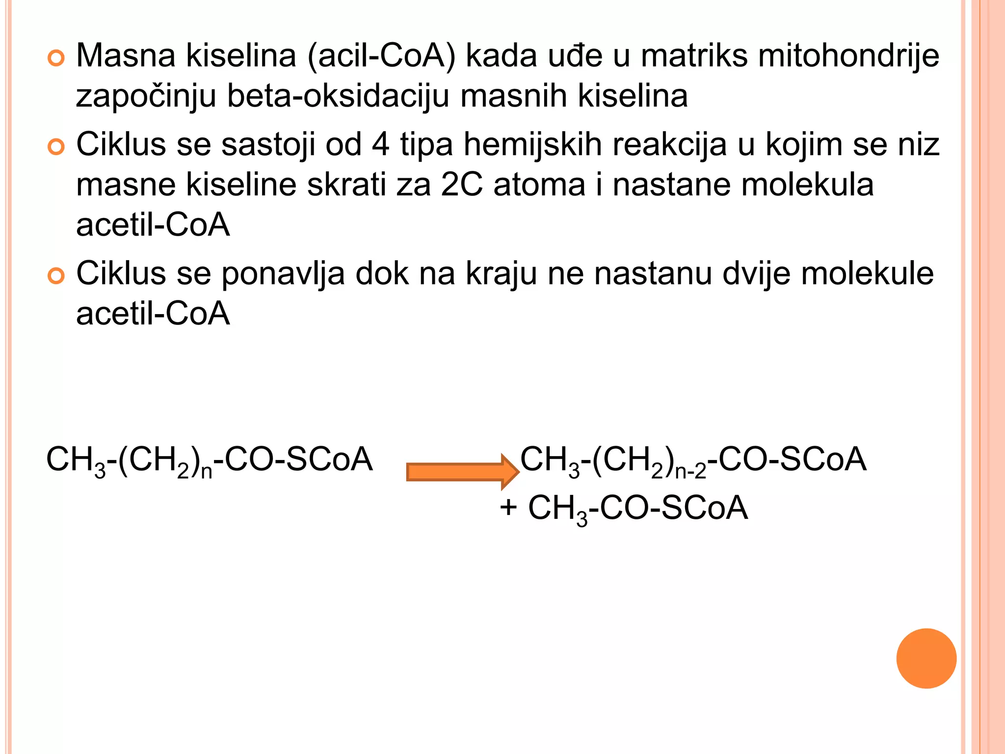 Beta-oksidacija masnih kis. | PPTX