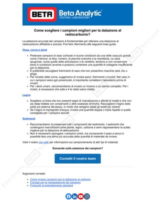 Beta Analytic Sampling Guide for Radiocarbon Dating (Italian) | PDF | Bone and Joint Conditions ...