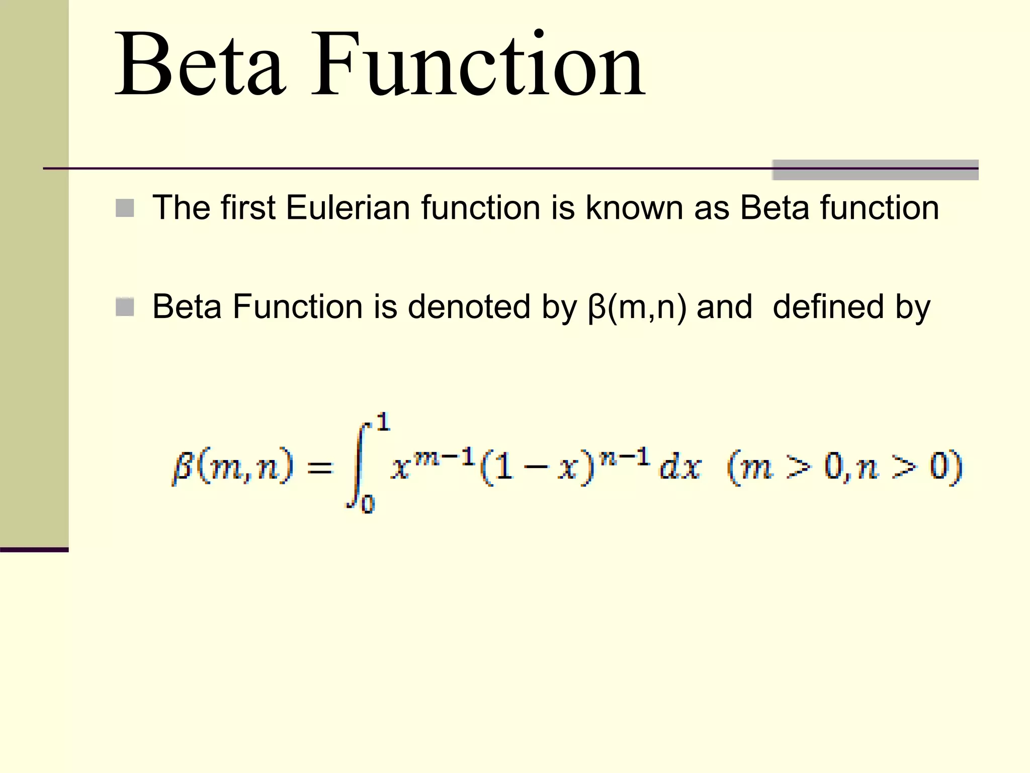 Beta and gamma function
