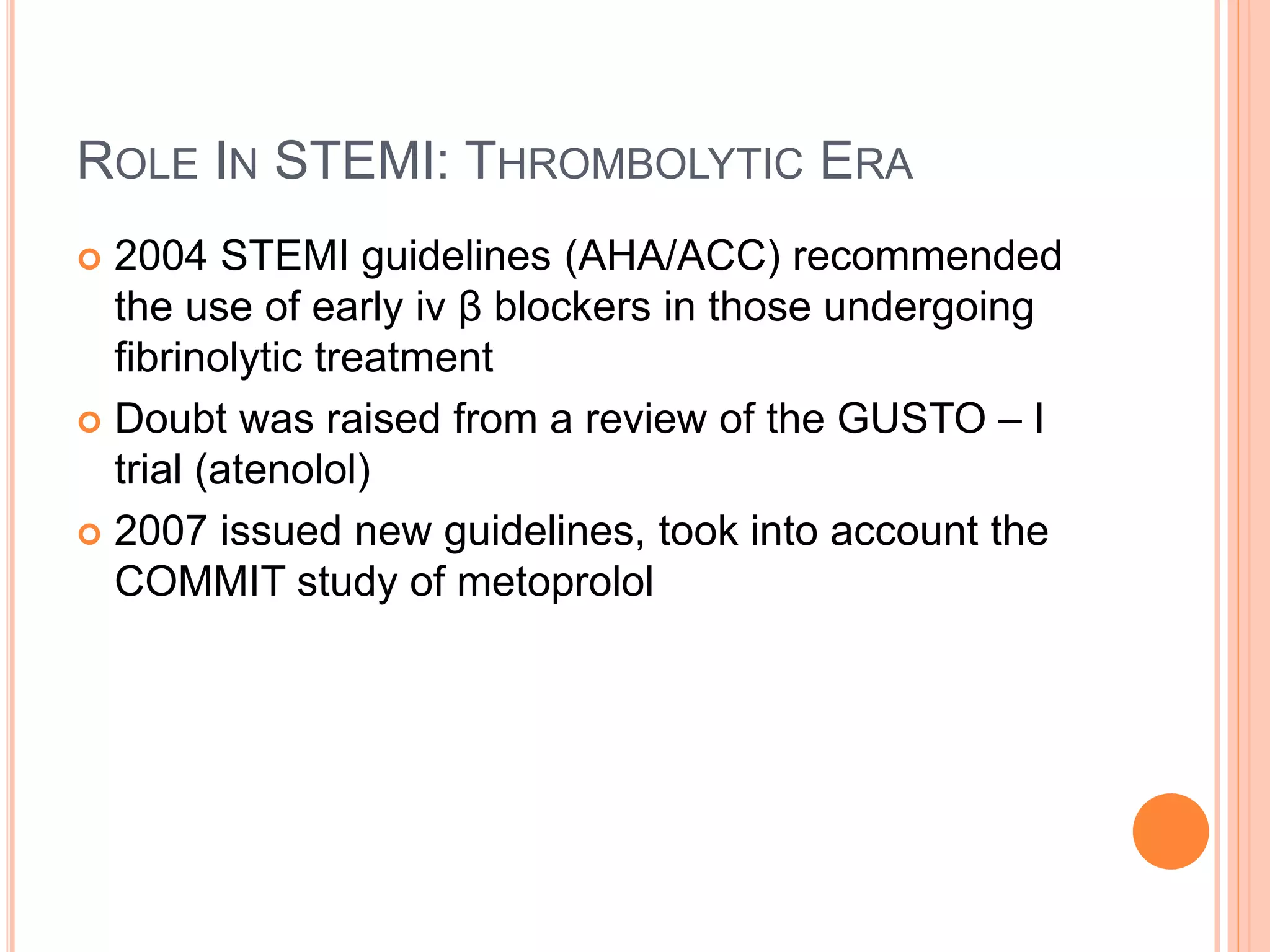 Beta blockers in STEMI | PPTX