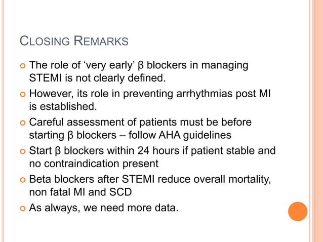 Beta blockers in STEMI | PPTX