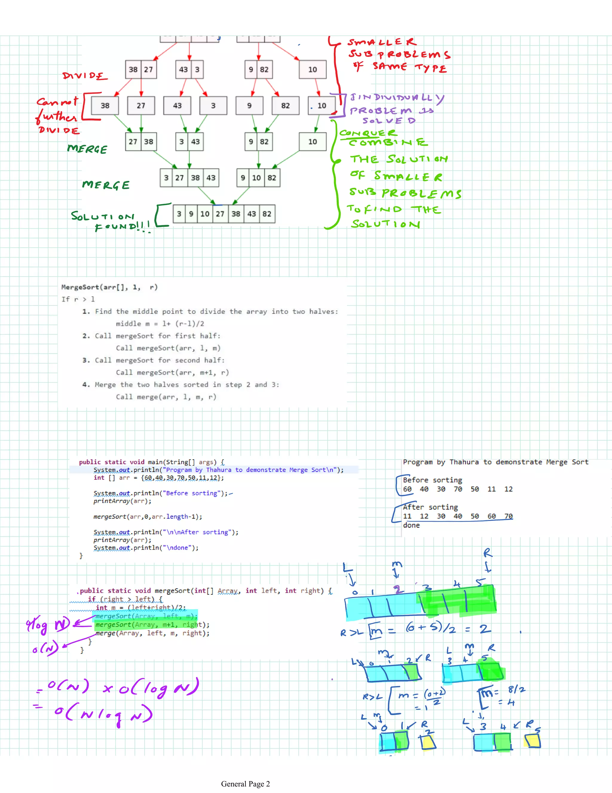 Divide and conquer - Merge sort | PDF
