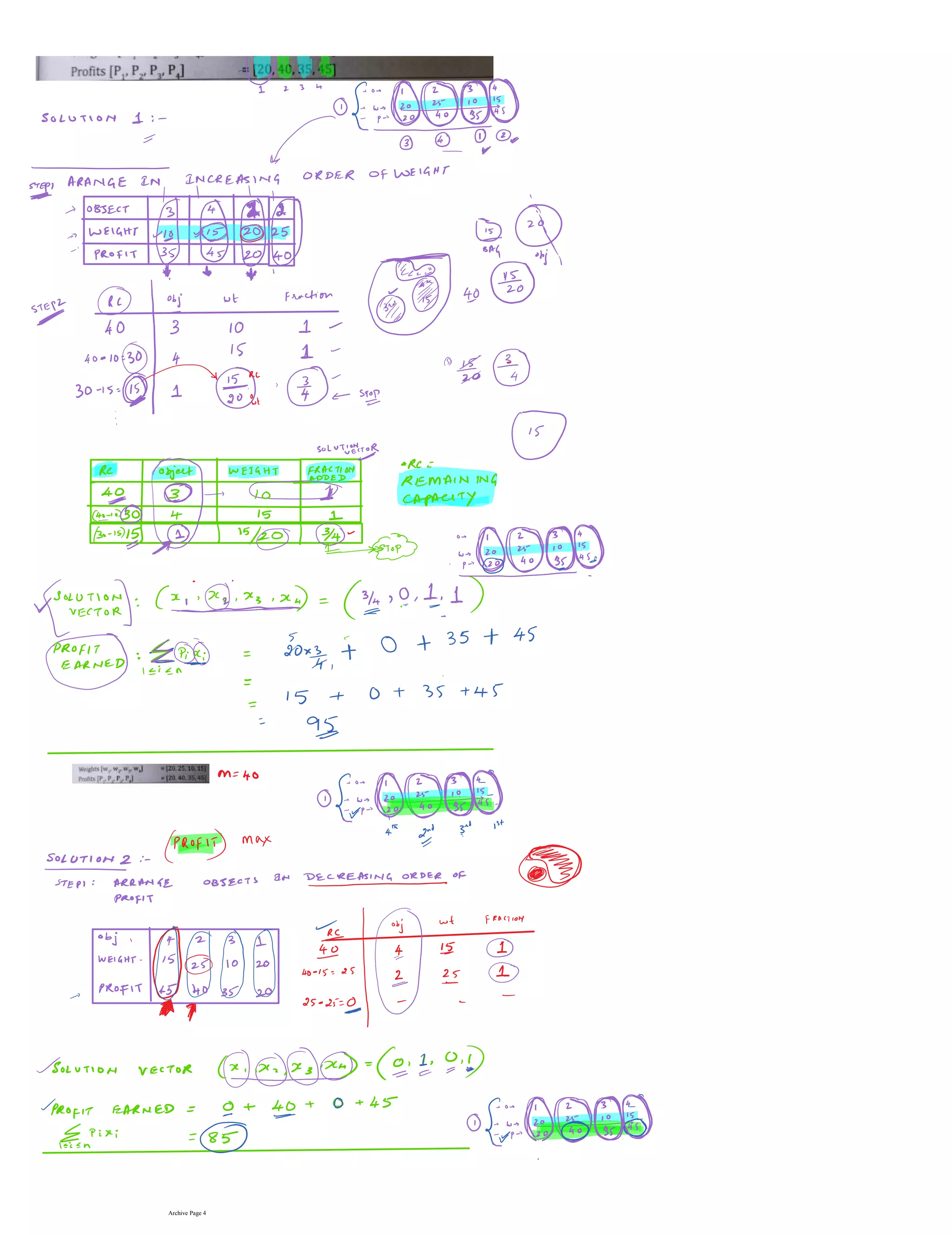 Greedy Algorithm - knapsack and 0/1 knapsack problem | PDF