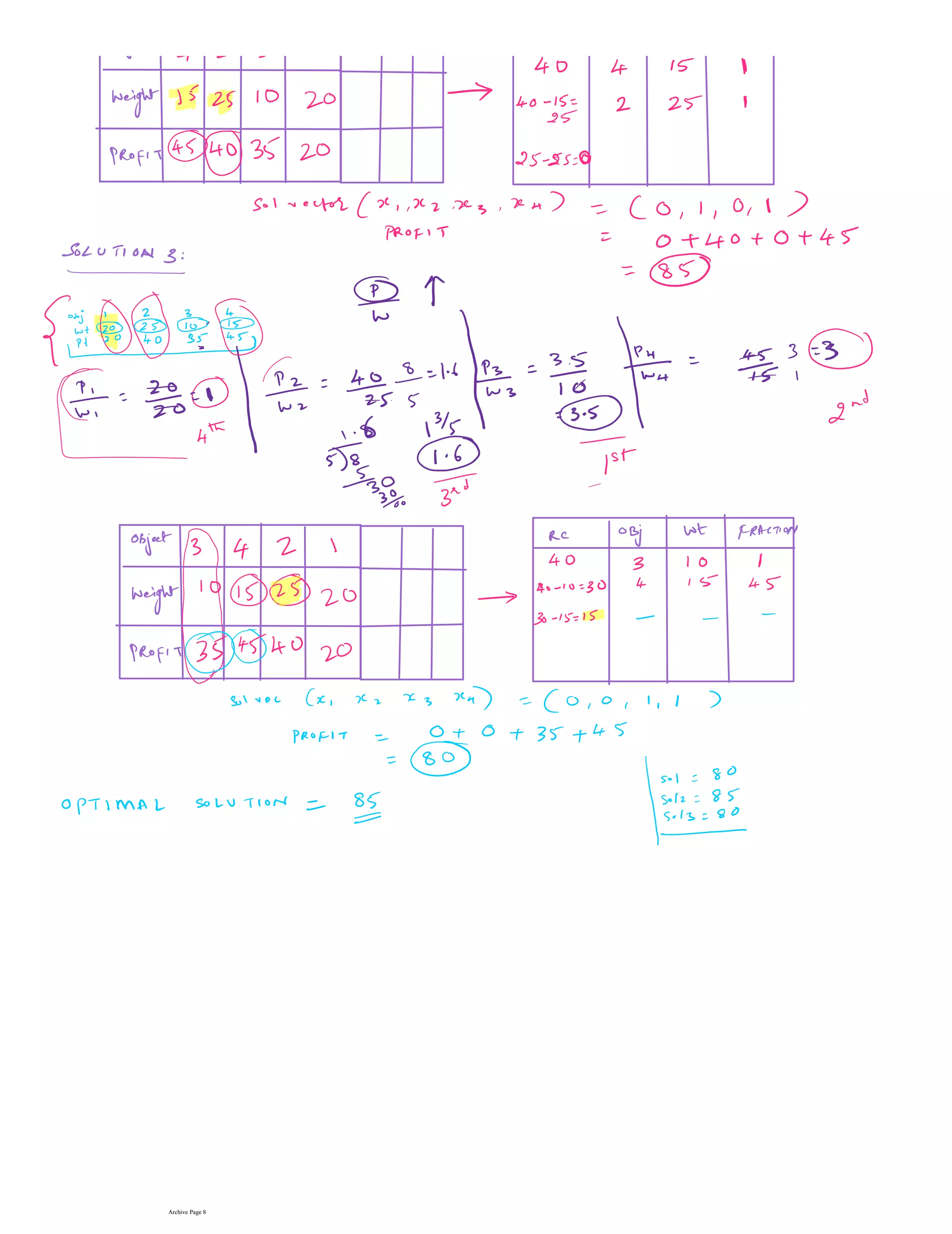 Greedy Algorithm - knapsack and 0/1 knapsack problem | PDF