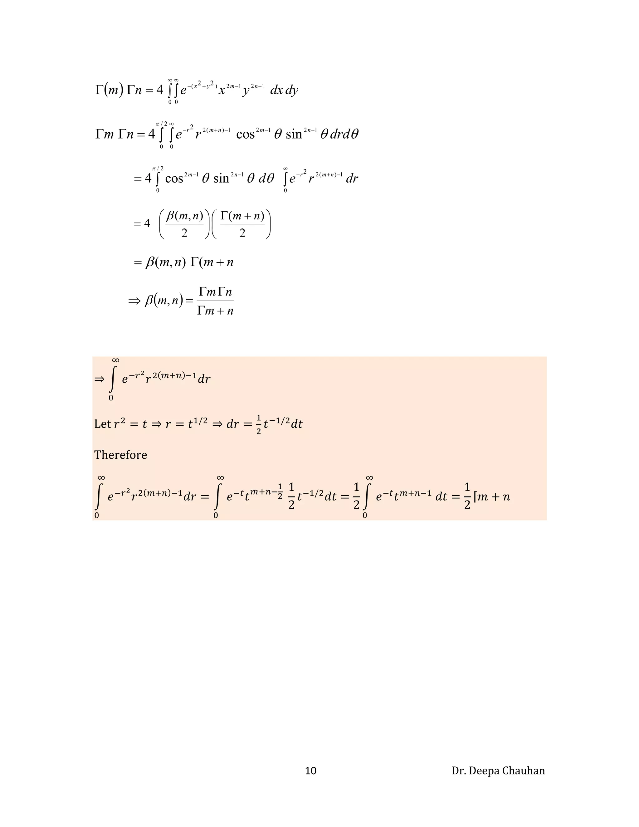 Beta & Gamma Functions | PDF