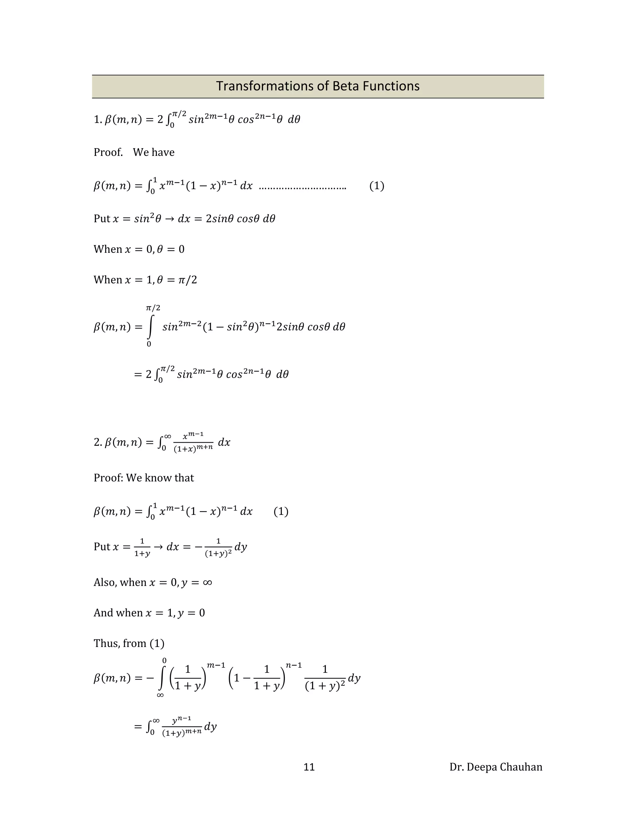 Beta & Gamma Functions | PDF