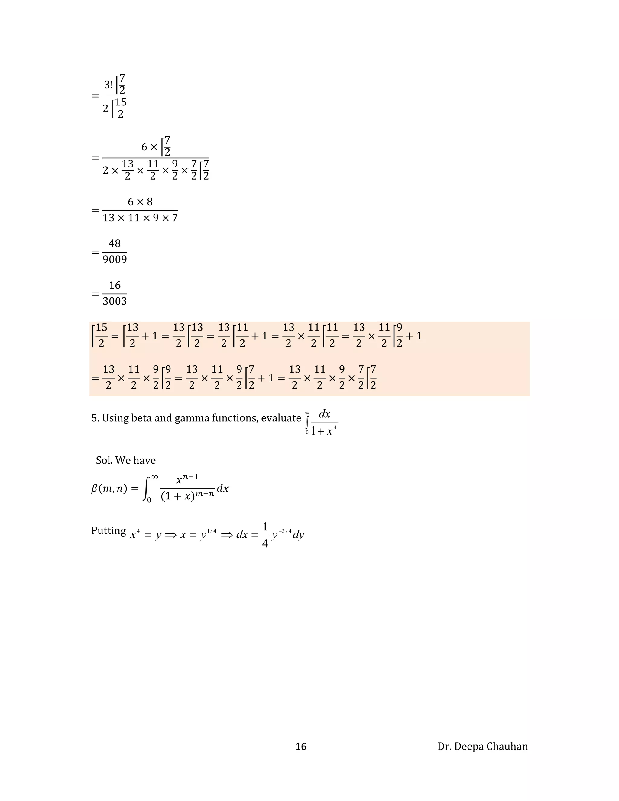 Beta & Gamma Functions | PDF