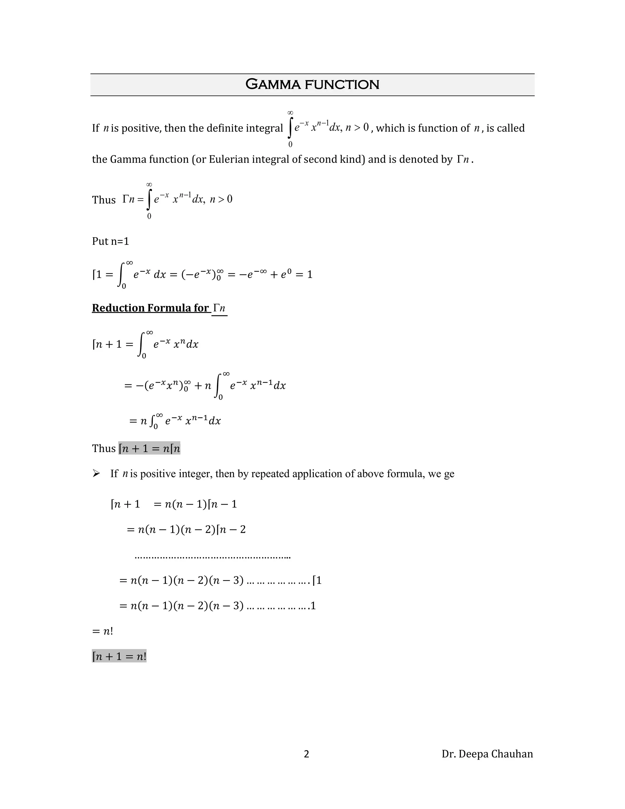 Beta & Gamma Functions | PDF