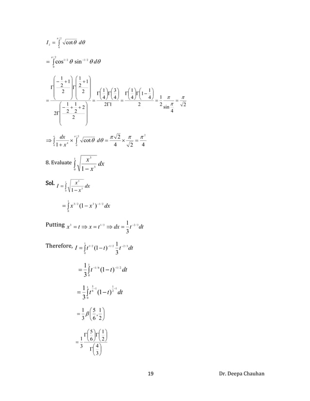 Beta & Gamma Functions | PDF