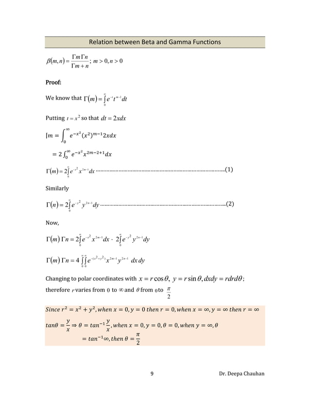 Beta & Gamma Functions | PDF
