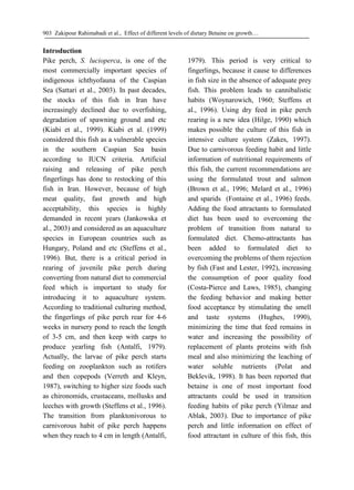 Betaine for pike perch fingerling | PDF | Fish and Aquariums | Pets