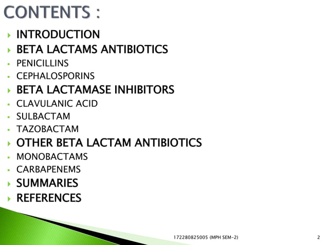 Beta lactams antibiotics & beta lactamase inhibitors | PPTX ...