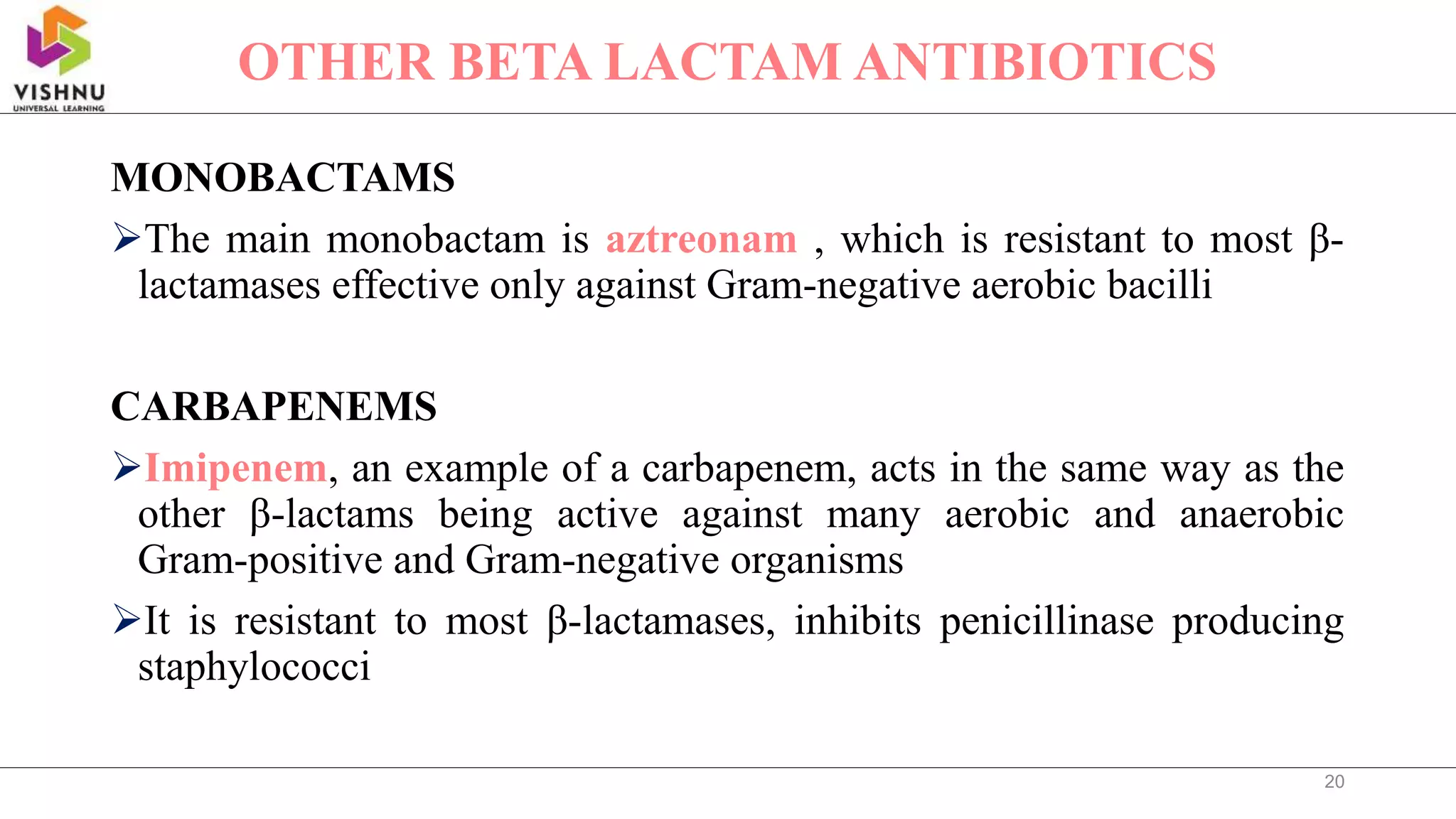 Beta lactam antibiotics | PPTX