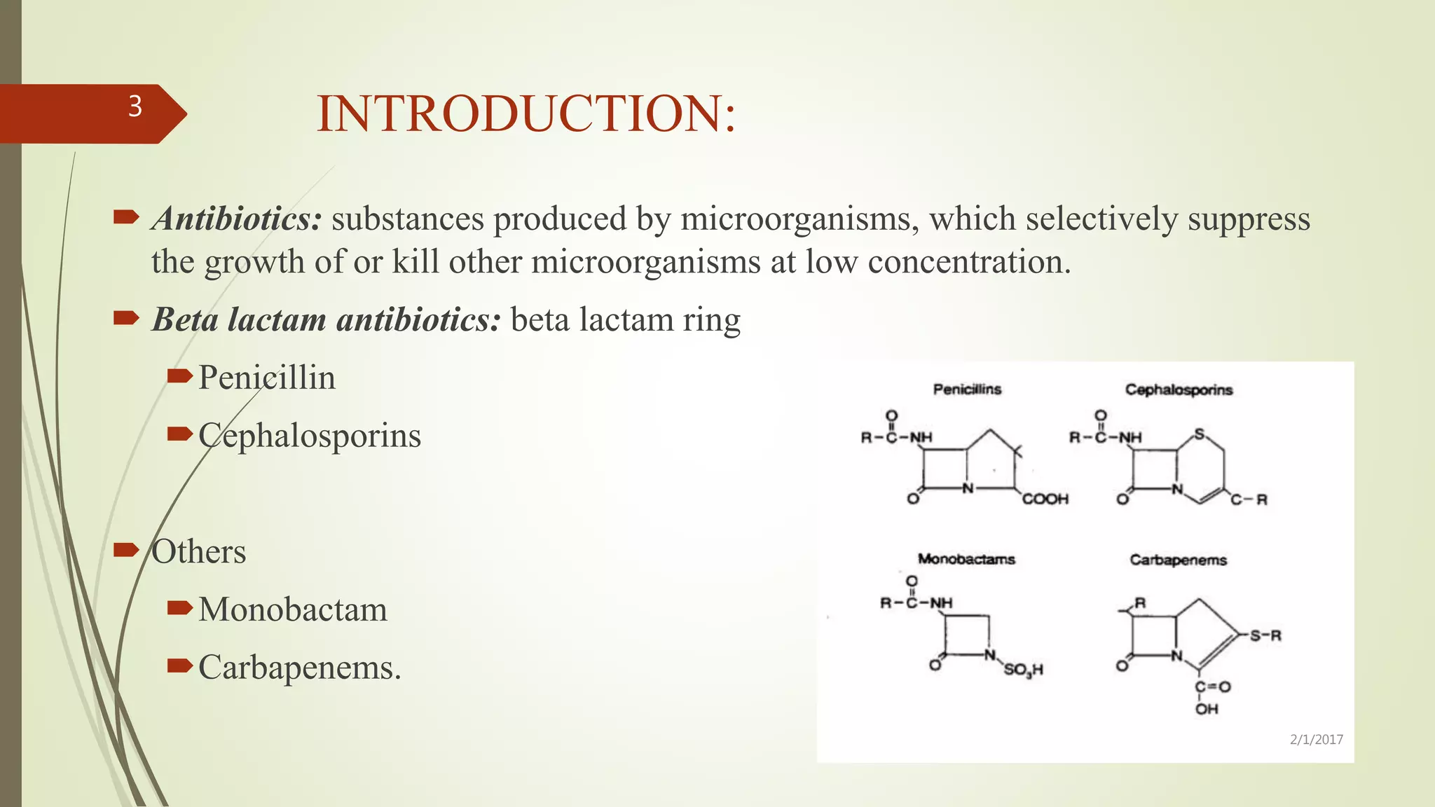 Beta lactam antibiotics (penicillins and cephalosporins) | PPTX