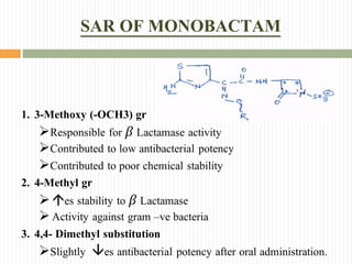 Beta lactamase inhibitors and Monobactam | PDF
