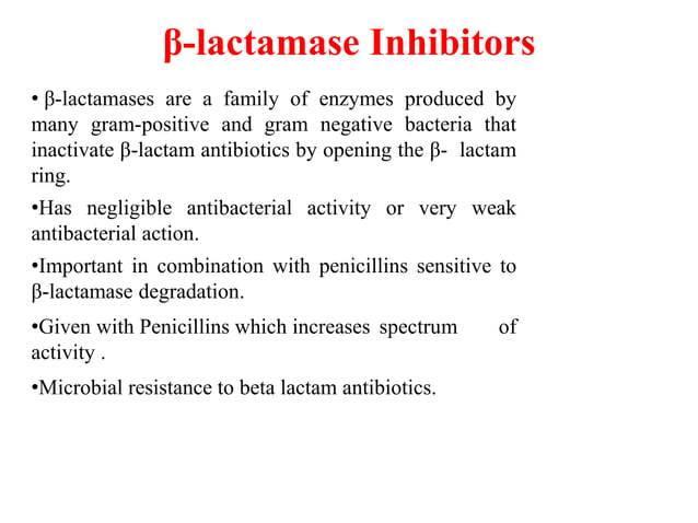 beta lactamase inhibitors of b.pharm 6th sem | PPT