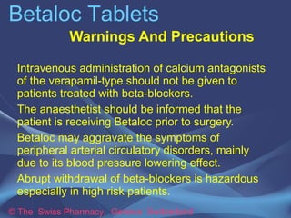 Betaloc Tablets for Treating High Blood Pressure | ODP