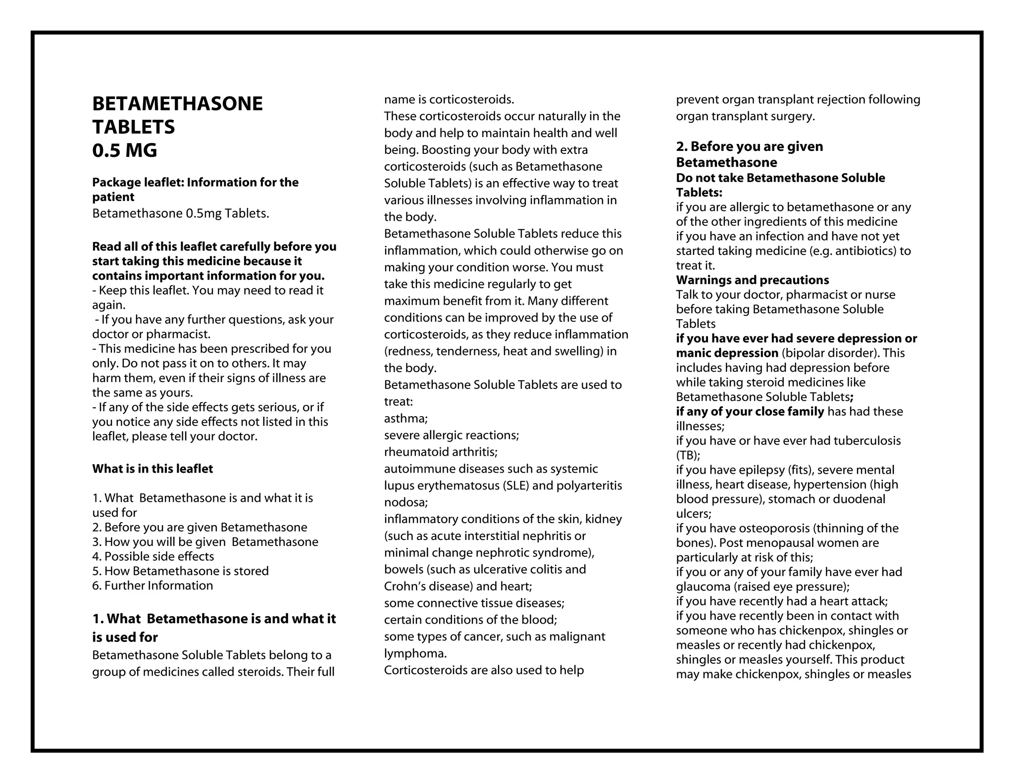 Betamethasone 0.5mg tablets pil, taj pharmaceuticals. | PDF