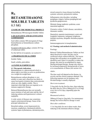 Betamethasone 0.5 mg soluble tablets smpc taj pharmaceuticals | PDF