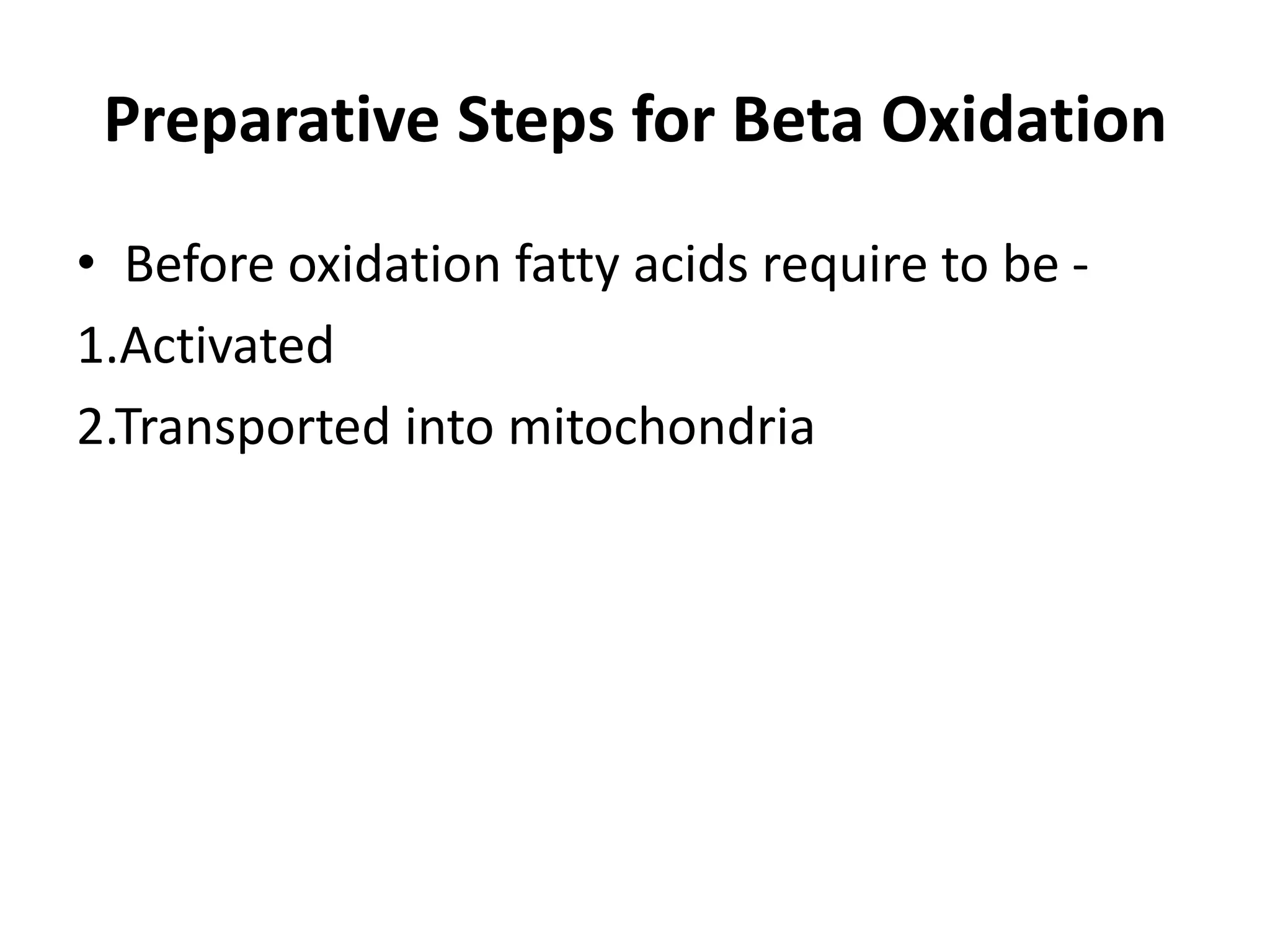 Beta Oxidation of Fatty Acids | PPTX