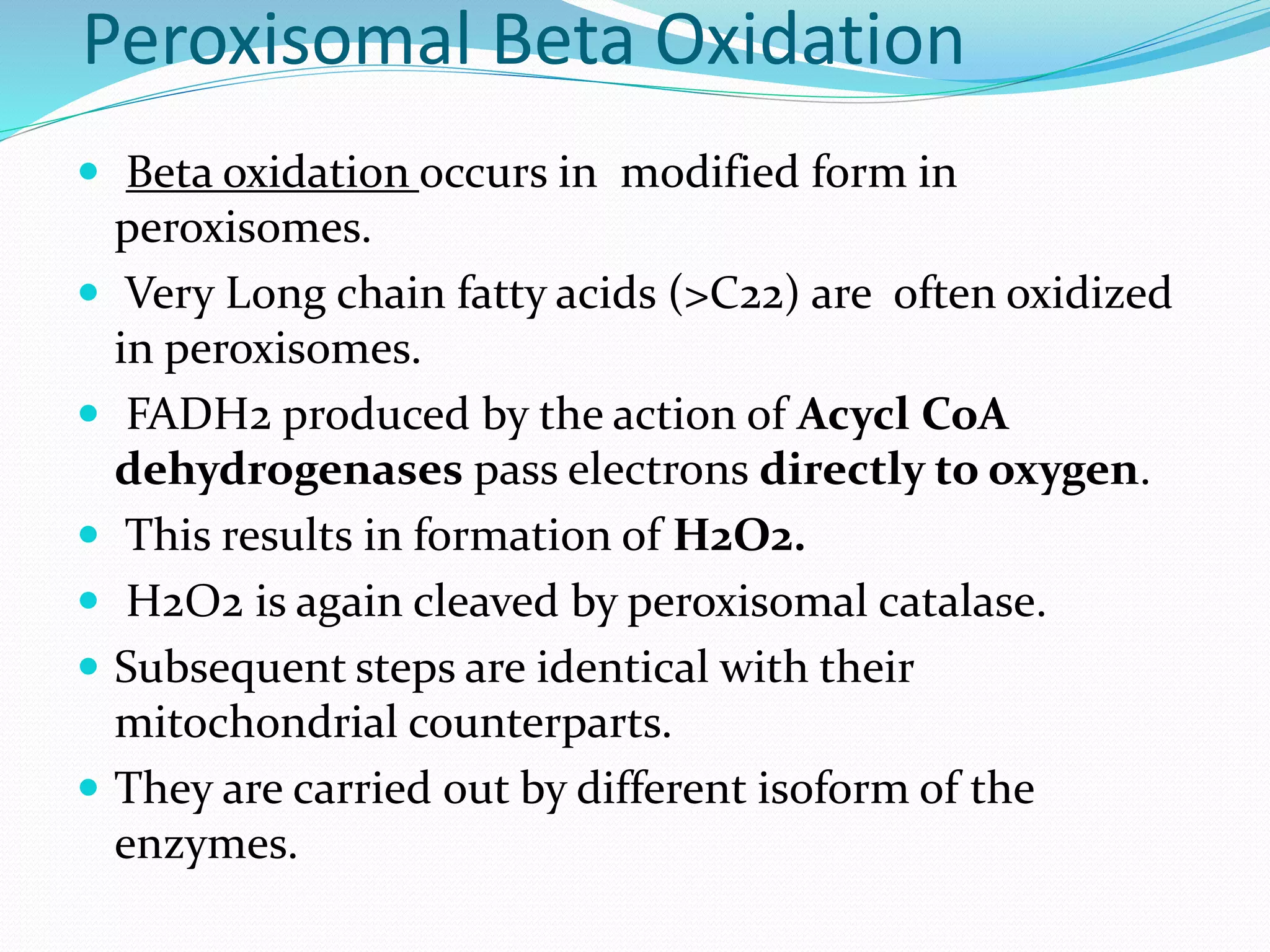 Fatty acid oxidation ( Beta , Alpha omega and peroxisomal) | PPTX