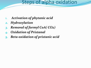 Fatty acid oxidation ( Beta , Alpha omega and peroxisomal) | PPTX