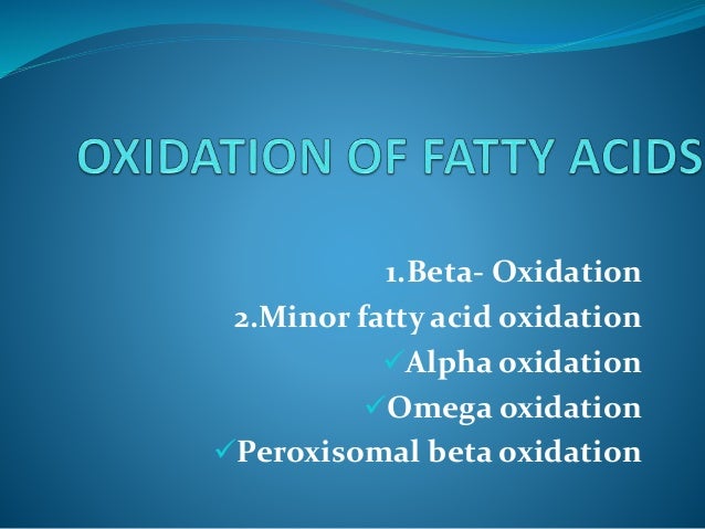 Fatty acid oxidation ( Beta , Alpha omega and peroxisomal)
