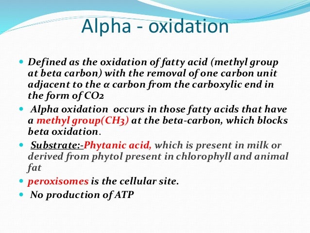Fatty acid oxidation ( Beta , Alpha omega and peroxisomal)